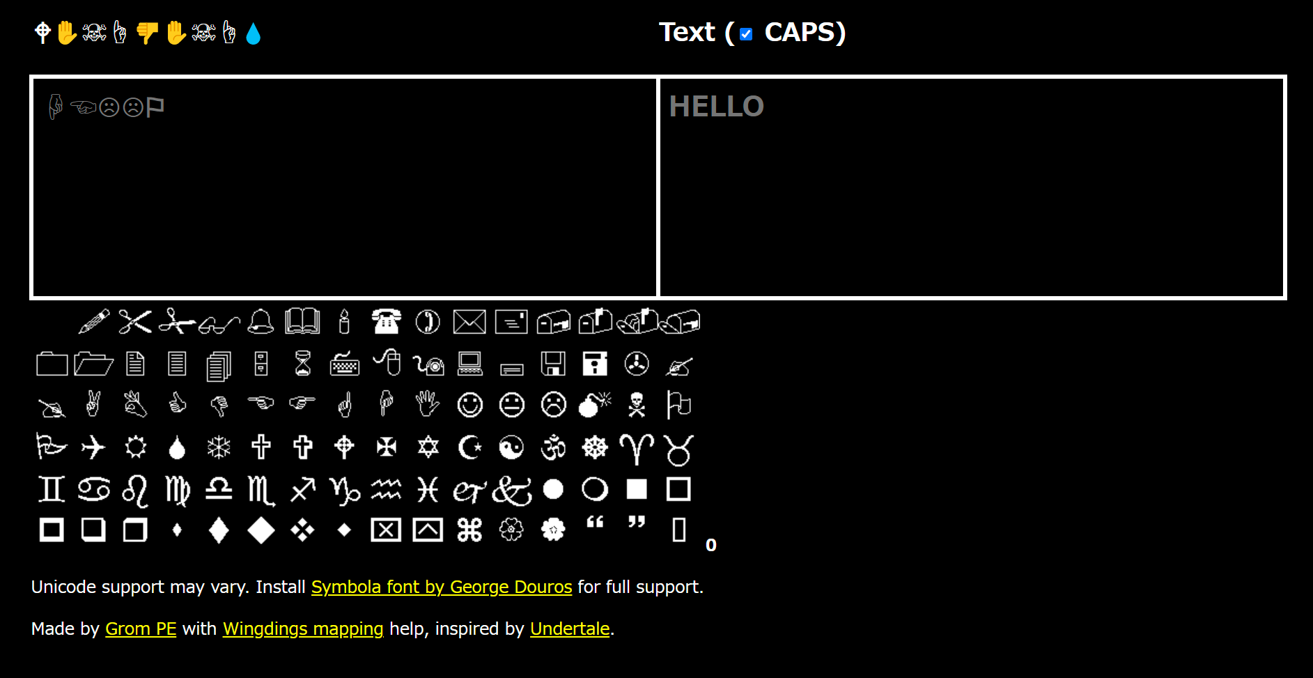 ガスター語を英語から変換【Wingdings Gaster Translator】 | めてろぐ